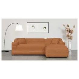 Ecksofa Home Affaire "Lilliana" Sofas Gr. B/H/T: 256cm x 76cm x 160cm, Cord, Recamiere rechts, orange (terra) L-Form