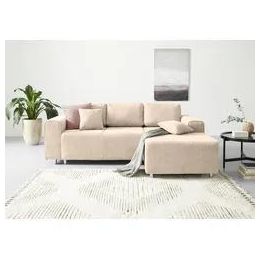 Guido Maria Kretschmer Home & Living Ecksofa GUIDO MARIA KRETSCHMER HOME & LIVING "Györ" Sofas Gr. B/H/T: 235cm x 88cm x 160cm, Boucle, Recamiere rechts, ohne Bettfunktion und Bettkasten, beige (hellbeige) L-Form, wahlweise mit Bettfunktion und Bettkasten incl. 2 Zierkissen