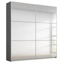 Schwebetürenschrank Rauch "Kleiderschrank Schrank Garderobe REFLECT" Schränke Gr. B/H/T: 175cm x 191cm x 59cm, 2 St., grau (graumetallic) inkl. praktischer Innenausstattung mit 2 Stoffboxen MADE IN GERMANY