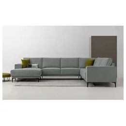 Wohnlandschaft Places of Style "Oland" Sofas Gr. B/H/T: 342cm x 85cm x 260cm, Chenille, Recamiere links, grau (dark grey) U-Form, im zeitlosem Design und hochwertiger Verabeitung