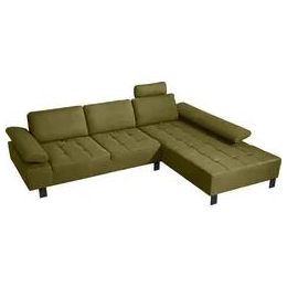 Ecksofa Alina "Royce" Sofas Gr. B/H/T: 270cm x 103cm x 223cm, Struktur fein XBO, Recamiere rechts, grün (olivgrün xbo 13) inklusive Sitztiefenverstellung, 270 cm breit