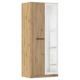 Drehtürenschrank Rauch "Kleiderschrank Schrank Garderobe Garderobenschrank Stauraumwunder MODI" Schränke Gr. B/H/T: 91cm x 210cm x 54cm, Mit Spiegel, weiß (eiche artisan/weiß) inkl. Stoff-Organizer mit 6 Fächern optionaler Spiegel MADE IN GERMANY