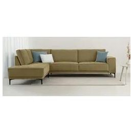 Ecksofa Places of Style "Oland" Sofas Gr. B/H/T: 289cm x 85cm x 210cm, Chenille, Ottomane links, grün (olive) L-Form, im zeitlosem Design und hochwertiger Verarbeitung