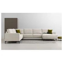 Wohnlandschaft Places of Style "Oland" Sofas Gr. B/H/T: 342cm x 85cm x 260cm, Chenille, Recamiere rechts, braun (latte) U-Form, im zeitlosem Design und hochwertiger Verabeitung