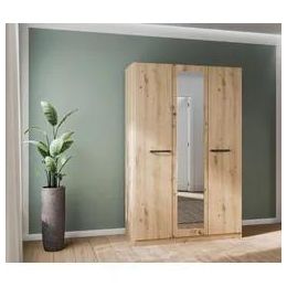 Drehtürenschrank Rauch "Kleiderschrank Schrank Garderobe Garderobenschrank Stauraumwunder MODI" Schränke Gr. B/H/T: 136cm x 210cm x 54cm, Mit Spiegel, braun (eiche artisan) inkl. Stoff-Organizer mit 6 Fächern optionaler Spiegel MADE IN GERMANY