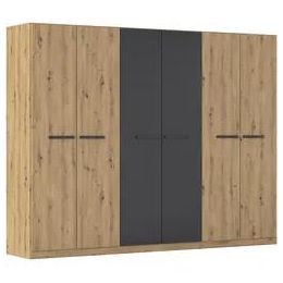 Drehtürenschrank Rauch "Kleiderschrank Schrank Garderobe Garderobenschrank Stauraumwunder MODI" Schränke Gr. B/H/T: 271cm x 210cm x 54cm, Ohne Spiegel, grau (eiche artisan/graumetallic) inkl. Stoff-Organizer mit 6 Fächern optionaler Spiegel MADE IN GERMANY