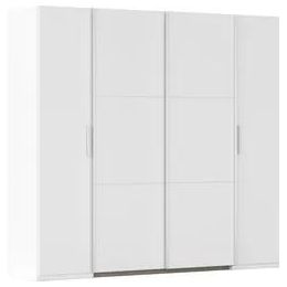 Schwebetürenschrank Rauch "Kleiderschrank Drehtürenschrank Schrank Garderobe KRONACH TOPSELLER" Schränke Gr. B/H/T: 225 cm x 210 cm x 59 cm, 4 St., weiß mit Dreh- und Schwebetüren vielen Einlegeböden MADE IN GERMANY