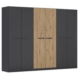 Drehtürenschrank Rauch "Kleiderschrank Schrank Garderobe Garderobenschrank Stauraumwunder MODI" Schränke Gr. B/H/T: 271cm x 210cm x 54cm, Ohne Spiegel, grau (graumetallic/eiche artisan) inkl. Stoff-Organizer mit 6 Fächern optionaler Spiegel MADE IN GERMANY