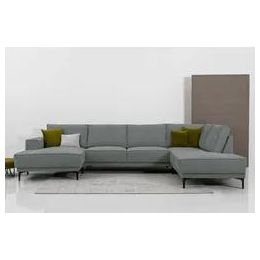 Wohnlandschaft Places of Style "Oland" Sofas Gr. B/H/T: 345cm x 85cm x 210cm, Chenille, Ottomane rechts, grau (dark grey) XXL, im zeitlosem Design und hochwertiger Verabeitung