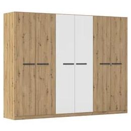 Drehtürenschrank Rauch "Kleiderschrank Schrank Garderobe Garderobenschrank Stauraumwunder MODI" Schränke Gr. B/H/T: 271cm x 210cm x 54cm, Ohne Spiegel, weiß (eiche artisan/weiß) inkl. Stoff-Organizer mit 6 Fächern optionaler Spiegel MADE IN GERMANY