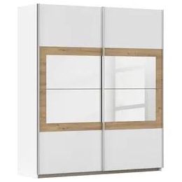 Schwebetürenschrank Rauch "Kleiderschrank Schrank Garderobe TARRAGONA in 3 Breiten" Schränke Gr. B/H/T: 181 cm x 210 cm x 62 cm, 2 St., weiß (alpinweiß, eiche artisan) Spiegelmitteltüren mit Rahmen in Absetzungsfarbe