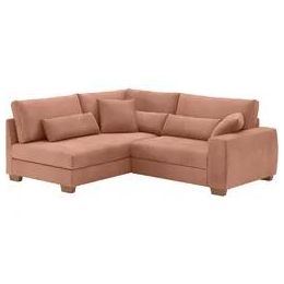 Ecksofa Home Affaire "Helena II DuraSpring" Sofas Gr. B/H/T: 227 cm x 68 cm x 190 cm, Microfaser 2, Ottomane links, ohne Bettfunktion, braun (novaclean avanti 9 ginger) mit Taschenfederkern, bis 140 kg belastbar, wahlweise Bett