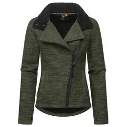 Strickfleecejacke Ragwear "Saskie Melange" Gr. S (36), grau (graugrün) Damen Jacken Grob gestrickte Damen-Jacke mit Teddyfell-Futter