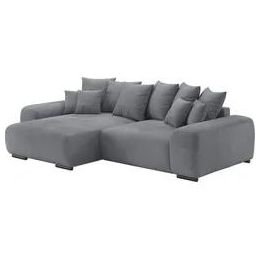 Ecksofa Home Affaire "Sundance" Sofas Gr. B/H/T: 318 cm x 92 cm x 188 cm, Microfaser 2, Recamiere links, grau (novaclean avanti 1 stone) Dauerschläfer mit EasyBett-Schlaffunktion, Bettkasten und Topper