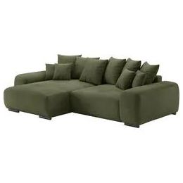 Ecksofa Home Affaire "Sundance" Sofas Gr. B/H/T: 318 cm x 92 cm x 188 cm, Microfaser 1, Recamiere links, grün (memphis 12 green) Dauerschläfer mit EasyBett-Schlaffunktion, Bettkasten und Topper