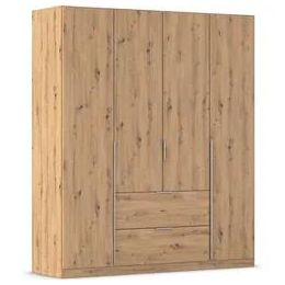 Drehtürenschrank Rauch "Kleiderschrank Schrank Garderobe AGORDO mit Dekor- oder Hochglanzfront" Schränke Gr. B/H/T: 181cm x 210cm x 54cm, 4 St., braun (eiche artisan) mit Außenschubkästen, in 6 Breiten und 2 Höhen MADE IN GERMANY