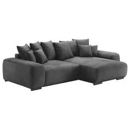 Ecksofa Home Affaire "Sundance" Sofas Gr. B/H/T: 318 cm x 92 cm x 188 cm, Microfaser 1, Recamiere rechts, schwarz (memphis 17 black) Dauerschläfer mit EasyBett-Schlaffunktion, Bettkasten und Topper