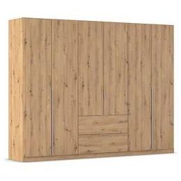 Drehtürenschrank Rauch "Kleiderschrank Schrank Garderobe AGORDO mit Dekor- oder Hochglanzfront" Schränke Gr. B/H/T: 271cm x 210cm x 54cm, 6 St., braun (eiche artisan) mit Außenschubkästen, in 6 Breiten und 2 Höhen MADE IN GERMANY