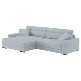 Ecksofa Inosign "Marcello DuraFlex" Sofas Gr. B/H/T: 310cm x 90cm x 184cm, Cord, Bettfunktion rechts-Recamiere links, blau (stripes 8624 grau) EasyBett, Bettkasten, Kaltschaumpolsterung, bis 140 kg belastbar