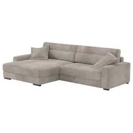 Ecksofa Inosign "Marcello DuraFlex" Sofas Gr. B/H/T: 310cm x 90cm x 184cm, Velours, Bettfunktion rechts-Recamiere links, grau (dolce 4 taupe) EasyBett, Bettkasten, Kaltschaumpolsterung, bis 140 kg belastbar