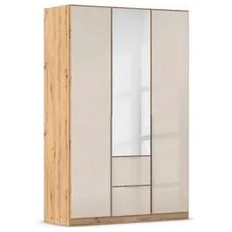 Drehtürenschrank Rauch "Kleiderschrank Kleiderschränke Schrank Garderobe AGORDO mit Glasfront" Schränke Gr. B/H/T: 136cm x 210cm x 54cm, 3 St., beige (eiche artisan/glas champagner) mit Außenschubkästen, in 6 Breiten und 2 Höhen MADE IN GERMANY