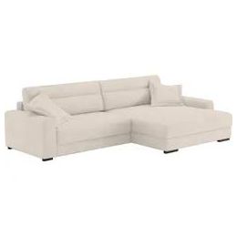 Ecksofa Inosign "Marcello DuraFlex" Sofas Gr. B/H/T: 310cm x 90cm x 184cm, Cord, Bettfunktion links-Recamiere rechts, beige (stripes 8622 narur) EasyBett, Bettkasten, Kaltschaumpolsterung, bis 140 kg belastbar