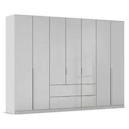 Drehtürenschrank Rauch "Kleiderschrank Kleiderschränke Schrank Garderobe AGORDO mit Glasfront" Schränke Gr. B/H/T: 315 cm x 229 cm x 54 cm, 7 St., grau (seidengrau, glas seidengrau) mit Außenschubkästen, in 6 Breiten und 2 Höhen MADE IN GERMANY