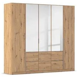 Drehtürenschrank Rauch "Kleiderschrank Schrank Garderobe AGORDO mit Dekor- oder Hochglanzfront" Schränke Gr. B/H/T: 226cm x 210cm x 54cm, 5 St., braun (eiche artisan) mit Außenschubkästen, in 6 Breiten und 2 Höhen MADE IN GERMANY