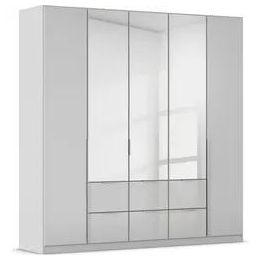 Drehtürenschrank Rauch "Kleiderschrank Kleiderschränke Schrank Garderobe AGORDO mit Glasfront" Schränke Gr. B/H/T: 226 cm x 229 cm x 54 cm, 5 St., grau (seidengrau, glas seidengrau) mit Außenschubkästen, in 6 Breiten und 2 Höhen MADE IN GERMANY