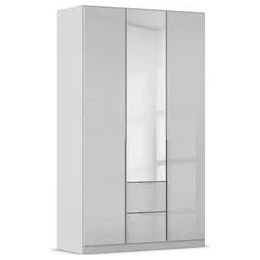 Drehtürenschrank Rauch "Kleiderschrank Kleiderschränke Schrank Garderobe AGORDO mit Glasfront" Schränke Gr. B/H/T: 136 cm x 229 cm x 54 cm, 3 St., grau (seidengrau, glas seidengrau) mit Außenschubkästen, in 6 Breiten und 2 Höhen MADE IN GERMANY