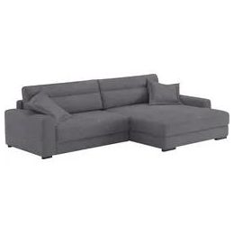 Ecksofa Inosign "Marcello DuraFlex" Sofas Gr. B/H/T: 310cm x 90cm x 184cm, Cord, Bettfunktion links-Recamiere rechts, grau (stripes 8629 stone) EasyBett, Bettkasten, Kaltschaumpolsterung, bis 140 kg belastbar