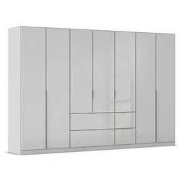 Drehtürenschrank Rauch "Kleiderschrank Kleiderschränke Schrank Garderobe AGORDO mit Glasfront" Schränke Gr. B/H/T: 315 cm x 210 cm x 54 cm, 7 St., grau (seidengrau, glas seidengrau) mit Außenschubkästen, in 6 Breiten und 2 Höhen MADE IN GERMANY