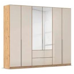 Drehtürenschrank Rauch "Kleiderschrank Kleiderschränke Schrank Garderobe AGORDO mit Glasfront" Schränke Gr. B/H/T: 271cm x 229cm x 54cm, 6 St., beige (eiche artisan/glas champagner) mit Außenschubkästen, in 6 Breiten und 2 Höhen MADE IN GERMANY