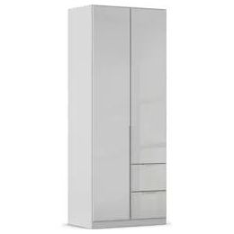 Drehtürenschrank Rauch "Kleiderschrank Kleiderschränke Schrank Garderobe AGORDO mit Glasfront" Schränke Gr. B/H/T: 91 cm x 229 cm x 54 cm, 2 St., grau (seidengrau, glas seidengrau) mit Außenschubkästen, in 6 Breiten und 2 Höhen MADE IN GERMANY