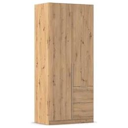 Drehtürenschrank Rauch "Kleiderschrank Schrank Garderobe AGORDO mit Dekor- oder Hochglanzfront" Schränke Gr. B/H/T: 91cm x 210cm x 54cm, 2 St., braun (eiche artisan) mit Außenschubkästen, in 6 Breiten und 2 Höhen MADE IN GERMANY