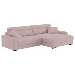 Ecksofa Inosign "Marcello DuraFlex" Sofas Gr. B/H/T: 310cm x 90cm x 184cm, Cord, Bettfunktion links-Recamiere rechts, rosa (stripes 8626 flamingo) EasyBett, Bettkasten, Kaltschaumpolsterung, bis 140 kg belastbar