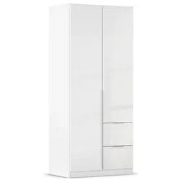 Drehtürenschrank Rauch "Kleiderschrank Schrank Garderobe AGORDO mit Dekor- oder Hochglanzfront" Schränke Gr. B/H/T: 91cm x 210cm x 54cm, 2 St., weiß (alpinweiß/hochglanz weiß) mit Außenschubkästen, in 6 Breiten und 2 Höhen MADE IN GERMANY