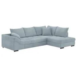 Ecksofa Inosign "Allegro DuraFlex, L-Form" Sofas Gr. B/H/T: 303cm x 86cm x 202cm, Soft clean, Ottomane rechts, blau (novaclean avanti 14 blue grey) Hochschläfer-Bettauszug, Kaltschaumpolsterung, bis 140 kg belastbar