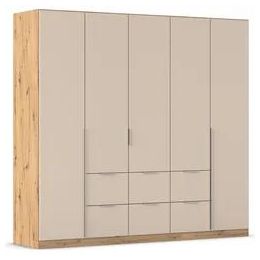 Drehtürenschrank Rauch "Kleiderschrank Schrank Garderobe AGORDO mit Dekor- oder Hochglanzfront" Schränke Gr. B/H/T: 226cm x 210cm x 54cm, 5 St., braun (eiche artisan/champagner) mit Außenschubkästen, in 6 Breiten und 2 Höhen MADE IN GERMANY