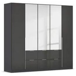 Drehtürenschrank Rauch "Kleiderschrank Schrank Garderobe AGORDO mit Dekor- oder Hochglanzfront" Schränke Gr. B/H/T: 226 cm x 210 cm x 54 cm, 5 St., grau (graumetallic, hochglanz effektgrau) mit Außenschubkästen, in 6 Breiten und 2 Höhen MADE IN GERMANY