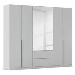 Drehtürenschrank Rauch "Kleiderschrank Schrank Garderobe AGORDO mit Dekor- oder Hochglanzfront" Schränke Gr. B/H/T: 271 cm x 229 cm x 54 cm, 6 St., grau (seidengrau) mit Außenschubkästen, in 6 Breiten und 2 Höhen MADE IN GERMANY