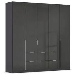 Drehtürenschrank Rauch "Kleiderschrank Schrank Garderobe AGORDO mit Dekor- oder Hochglanzfront" Schränke Gr. B/H/T: 226 cm x 229 cm x 54 cm, 5 St., grau (graumetallic, hochglanz effektgrau) mit Außenschubkästen, in 6 Breiten und 2 Höhen MADE IN GERMANY