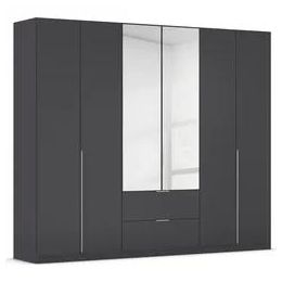 Drehtürenschrank Rauch "Kleiderschrank Schrank Garderobe AGORDO mit Dekor- oder Hochglanzfront" Schränke Gr. B/H/T: 271 cm x 229 cm x 54 cm, 6 St., grau (graumetallic) mit Außenschubkästen, in 6 Breiten und 2 Höhen MADE IN GERMANY