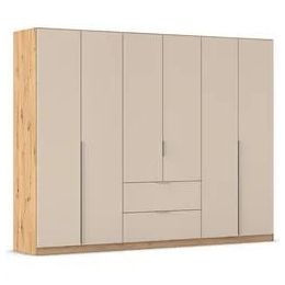 Drehtürenschrank Rauch "Kleiderschrank Schrank Garderobe AGORDO mit Dekor- oder Hochglanzfront" Schränke Gr. B/H/T: 271cm x 210cm x 54cm, 6 St., braun (eiche artisan/champagner) mit Außenschubkästen, in 6 Breiten und 2 Höhen MADE IN GERMANY