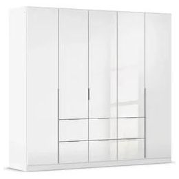 Drehtürenschrank Rauch "Kleiderschrank Kleiderschränke Schrank Garderobe AGORDO mit Glasfront" Schränke Gr. B/H/T: 226cm x 210cm x 54cm, 5 St., weiß (alpinweiß/glas kristallweiß) mit Außenschubkästen, in 6 Breiten und 2 Höhen MADE IN GERMANY