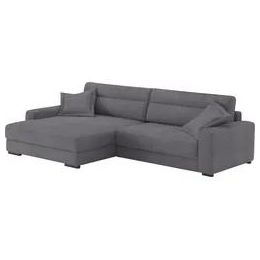 Ecksofa Inosign "Marcello DuraFlex" Sofas Gr. B/H/T: 310cm x 90cm x 184cm, Cord, Bettfunktion rechts-Recamiere links, grau (stripes 8629 stone) EasyBett, Bettkasten, Kaltschaumpolsterung, bis 140 kg belastbar