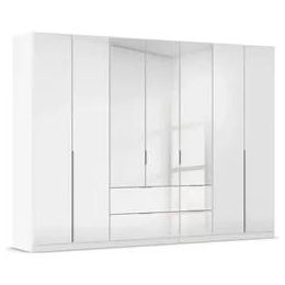 Drehtürenschrank Rauch "Kleiderschrank Kleiderschränke Schrank Garderobe AGORDO mit Glasfront" Schränke Gr. B/H/T: 315cm x 229cm x 54cm, 7 St., weiß (alpinweiß/glas kristallweiß) mit Außenschubkästen, in 6 Breiten und 2 Höhen MADE IN GERMANY