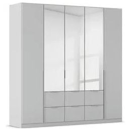 Drehtürenschrank Rauch "Kleiderschrank Schrank Garderobe AGORDO mit Dekor- oder Hochglanzfront" Schränke Gr. B/H/T: 226 cm x 229 cm x 54 cm, 5 St., grau (seidengrau) mit Außenschubkästen, in 6 Breiten und 2 Höhen MADE IN GERMANY