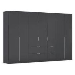 Drehtürenschrank Rauch "Kleiderschrank Schrank Garderobe AGORDO mit Dekor- oder Hochglanzfront" Schränke Gr. B/H/T: 315 cm x 210 cm x 54 cm, 7 St., grau (graumetallic) mit Außenschubkästen, in 6 Breiten und 2 Höhen MADE IN GERMANY