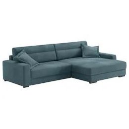 Ecksofa Inosign "Marcello DuraFlex" Sofas Gr. B/H/T: 310cm x 90cm x 184cm, Microfaser, Bettfunktion links-Recamiere rechts, blau (memphis 13 petrol) EasyBett, Bettkasten, Kaltschaumpolsterung, bis 140 kg belastbar